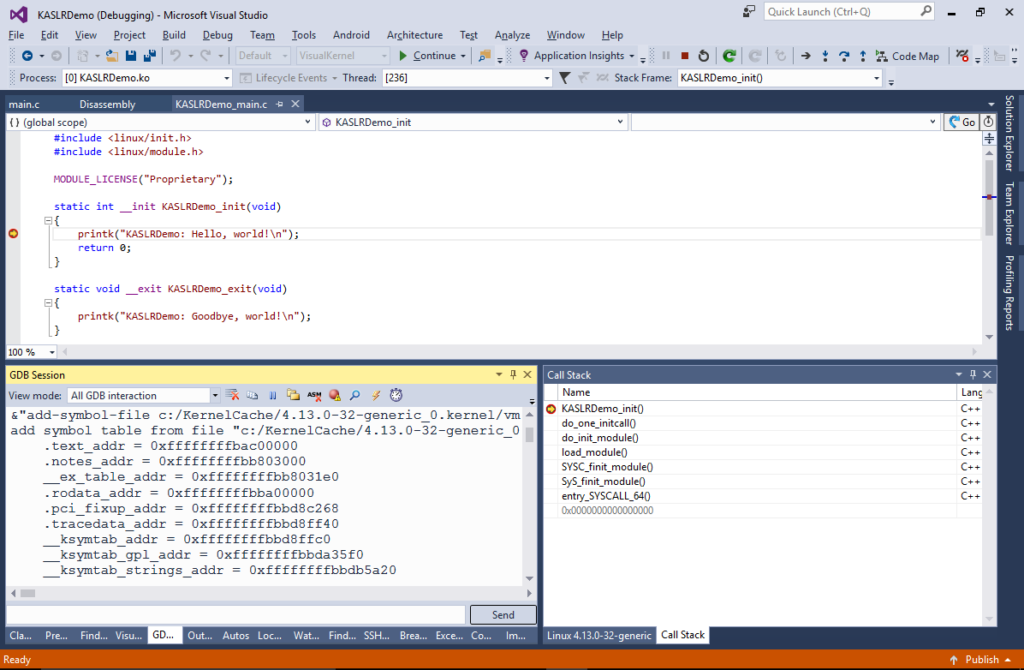 Debugging Linux Kernels with KASLR – Sysprogs Tutorials
