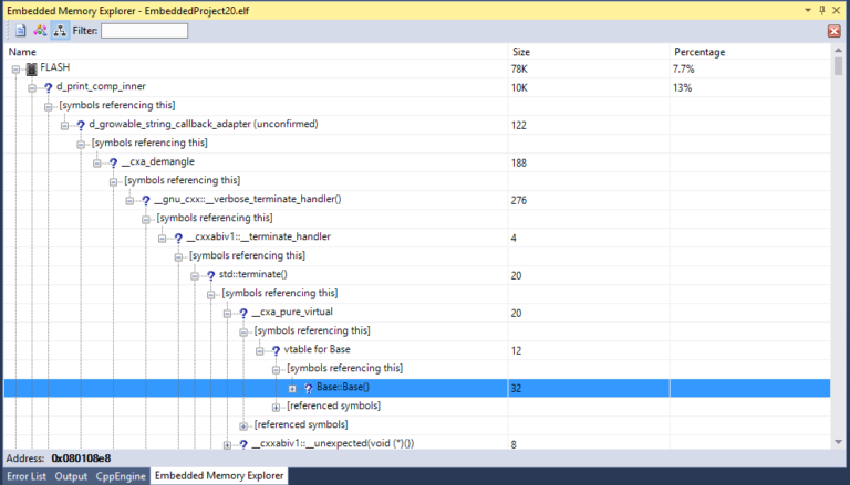 The New Dependency View in Embedded Memory Explorer | Sysprogs