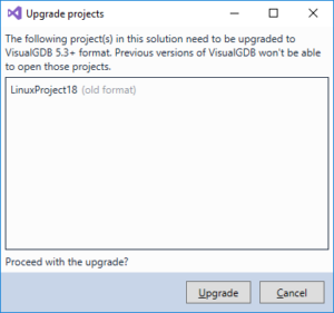 Explaining project format changes in VisualGDB 5.3 | Sysprogs