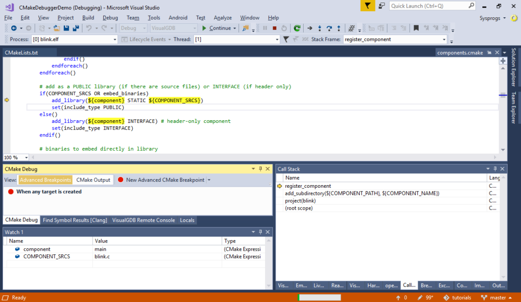 Introducing CMake Script Debugger | Sysprogs